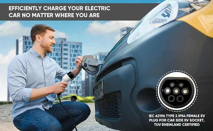 Spring Coiled EV Charging Cable Type 2 To Type 2 16A 32A Electric Car ...