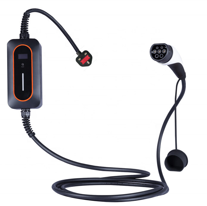 Type 2 Portable EV Charger 8A 10A 13A Adjustable With UK Plug And LCD ...