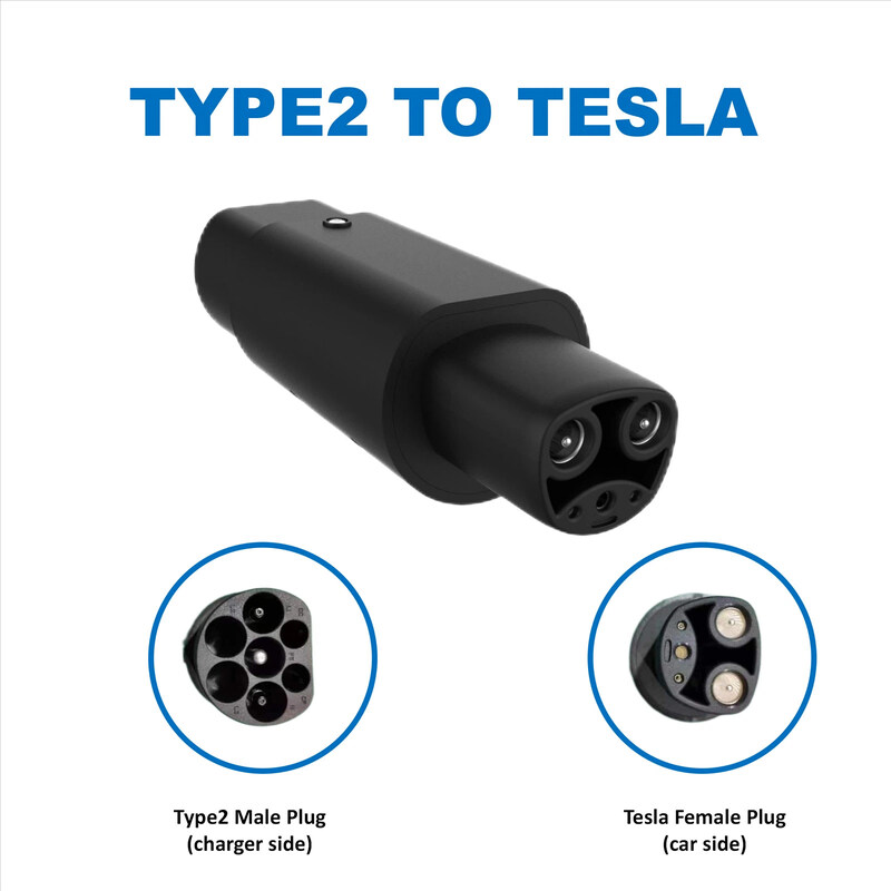32A 250V AC EVSE Adapter IEC 62196-2 Type 2 To Tesla Adapter For MODEL ...