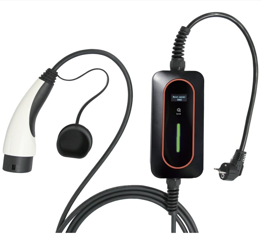 Type 2 AC Portable EV Charger 16A Schuko Plug With LCD Display