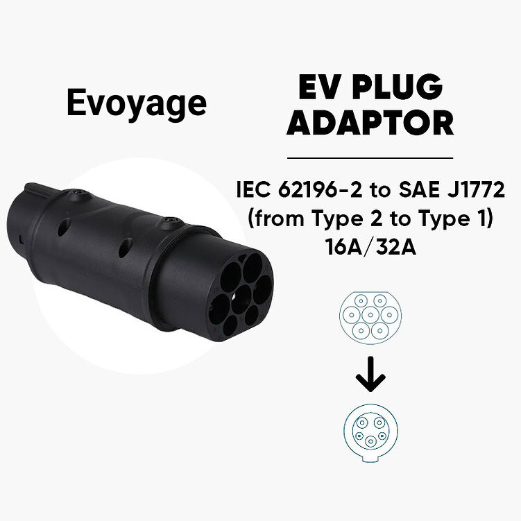 Type 2 To Type 1 EVSE Adapter IEC 62196 To SAE J1772 Electric Car ...