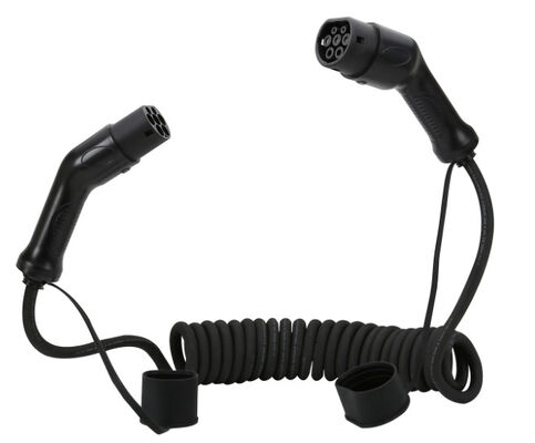 Spring Coiled EV Charging Cable Type 2 To Type 2 16A 32A Electric Car ...