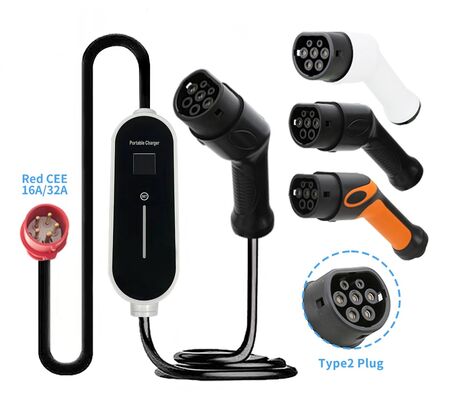 Portable GB/T Mobile Electric Car Chargers 16A 11kw Type 2 Charger With ...