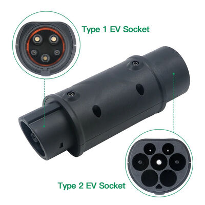 32A Type 2 To Type 1 EVSE Adapter 7kW IEC 62196-2 To SAE J1772 EV Converter